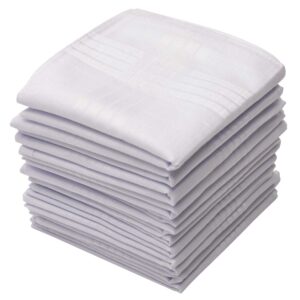 perry ellis 12 pack handkerchief (permanent press white with satin cord, 16" x 16")