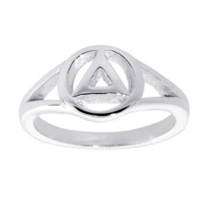 10mm Wide Alcoholics Anonymous AA Sobriety Ring in Sterling Silver - size 5.5