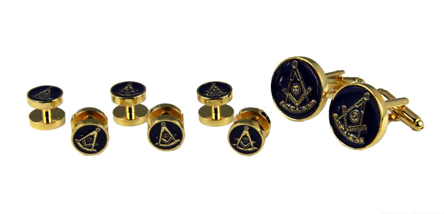 4031864 Past Master Tuxedo Studs Cuff Link Set Shirt Mason Worshipful Masonry Freemason York Rite