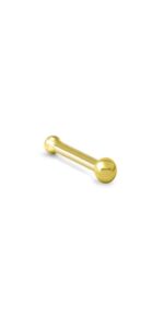 9k yellow gold nose bone ring tiny 1mm ball 22g