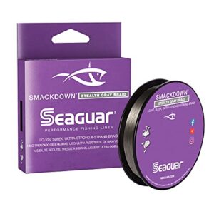 seaguar smackdown high visibility fishing line 10lbs, 150yds break strength/length, stealth gray - 10sdsg150