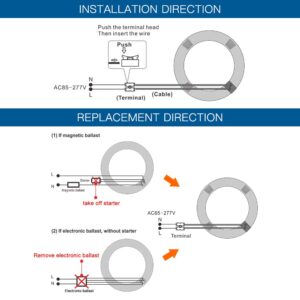 T9 LED Circline Light Bulb, 8 Inch 1600LM LED Circular Light, 13W Clear Cover 6000K Daylight Replacement for FC8T9/CW 22-Watt Fluorescent Circular Bulb(FC8T9/CW), Ballast Bypass Required