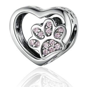 love heart dog paw charm for charms bracelet necklace christmas gifts for women fashion jewelry