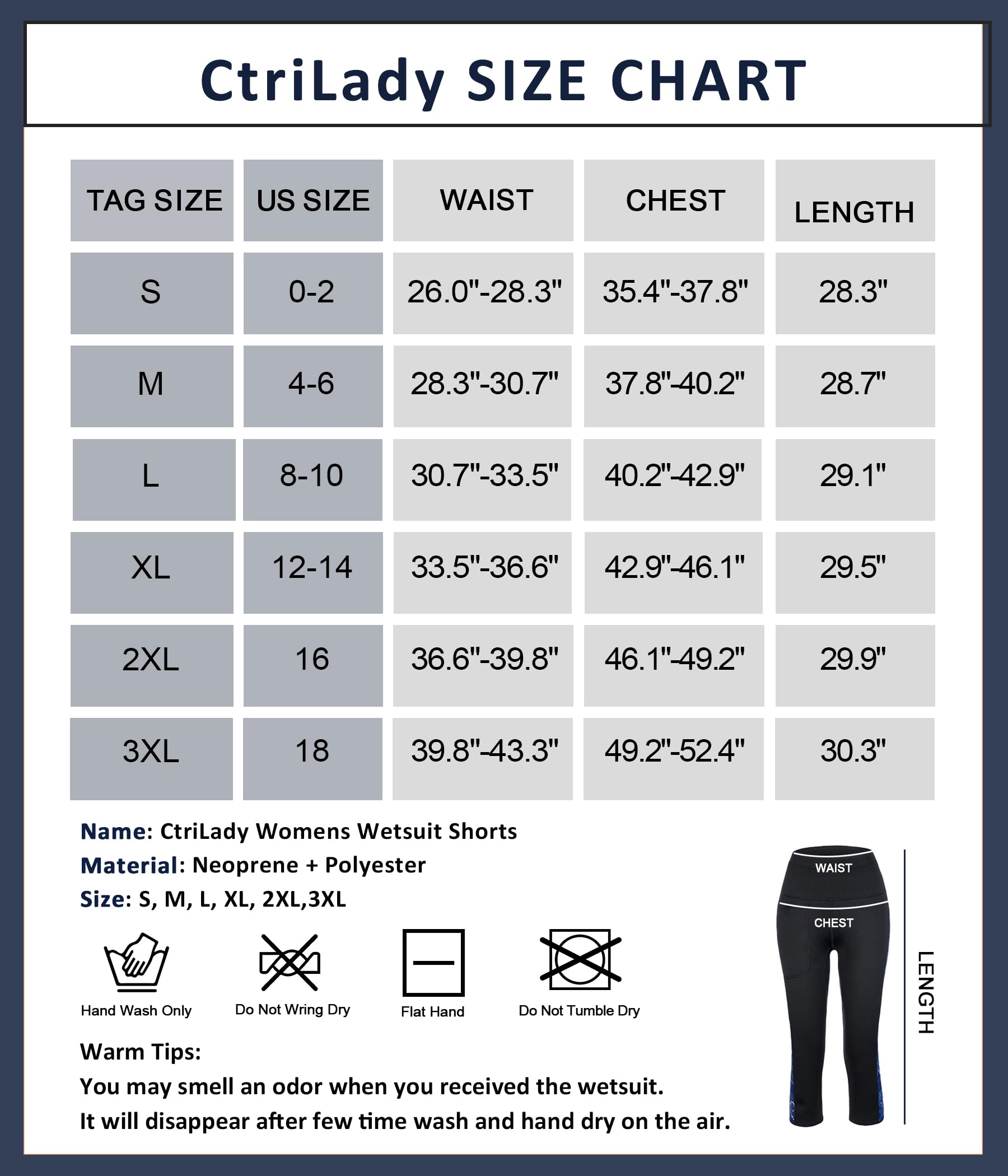 Ctrilady Women Neoprene Wetsuit Pants 2.5mm Keep Warm Legging Swimming Diving Snorkeling Surfing (Black, XX-Large)