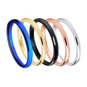 cloud dancer glory 2mm rose gold plated polish comfort fit thin domed tungsten carbide ring wedding band-five colors (blue, 7)