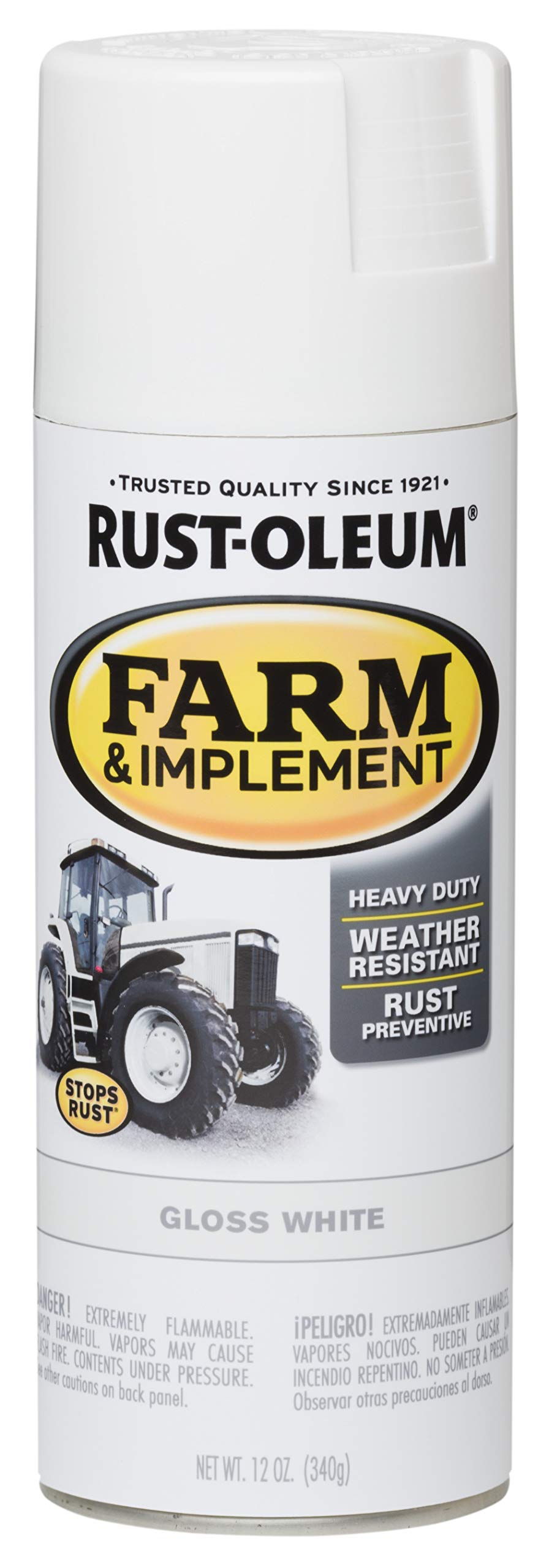 Rust-Oleum 280132 Farm & Implement Spray Paint, 12 oz, Gloss White