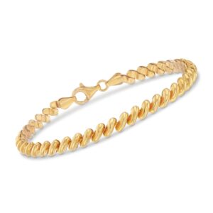 ross-simons italian 18kt yellow gold over sterling silver san marco bracelet. 8.5 inches