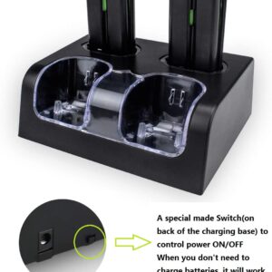 TechKen 4 Charging Ports Charging Station for Wii Controller, Includes 4 Rechargeable Batteries Wii Charger Wii Charger Docking Station (Updated Version)