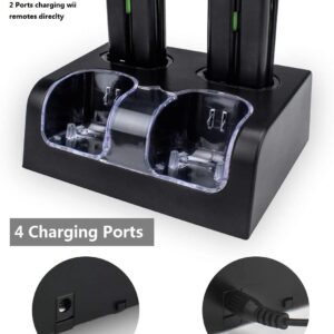 TechKen 4 Charging Ports Charging Station for Wii Controller, Includes 4 Rechargeable Batteries Wii Charger Wii Charger Docking Station (Updated Version)