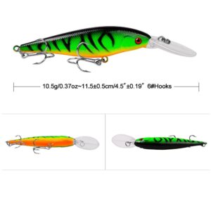 OriGlam 10 Pack Fishing Lures Hard Baits, 3D Eyes Minnow Fishing Lures Crankbait, Swimbait Fishing Tackle Lure Kit for Freshwater/Saltwater/Topwater, Bass, Trout, Walleye, Redfish