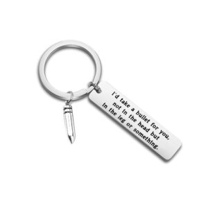 tgbje funny friend gift i’d take a bullet for you keychain friendship jewelry cheer up gift (bullet keychain)