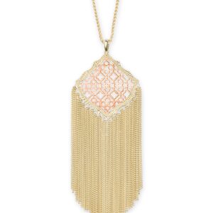 Kendra Scott Kingston Long Pendant Fringe Necklace for Women in Mixed Metal Filigree, Fashion Jewelry, 14k Gold-Plated and 14K Rose Gold-Plated