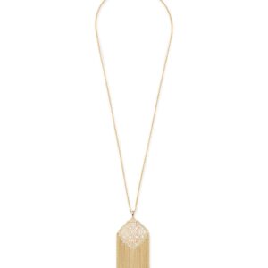 Kendra Scott Kingston Long Pendant Fringe Necklace for Women in Mixed Metal Filigree, Fashion Jewelry, 14k Gold-Plated and 14K Rose Gold-Plated