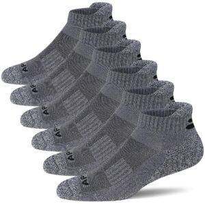 aptyid men's performance cushion ankle athletic running socks, dark gray, size 9-12, 6 pairs