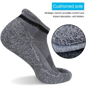 APTYID Men's Performance Cushion Ankle Athletic Running Socks, Dark Gray, Size 9-12, 6 Pairs