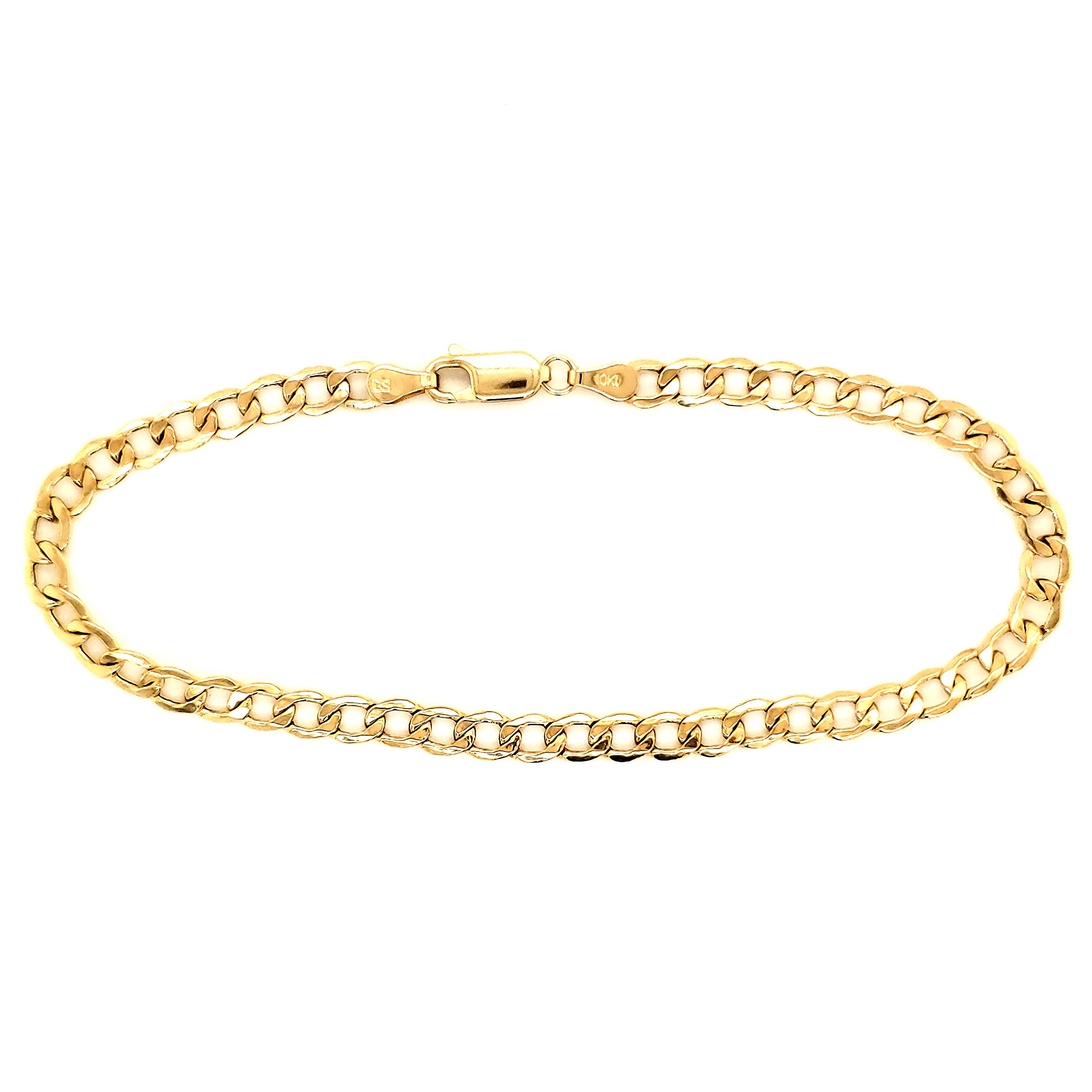 Real 10k Yellow Gold Hollow C-Link Men and Women Bracelet/Anklet 4.5 mm (9)