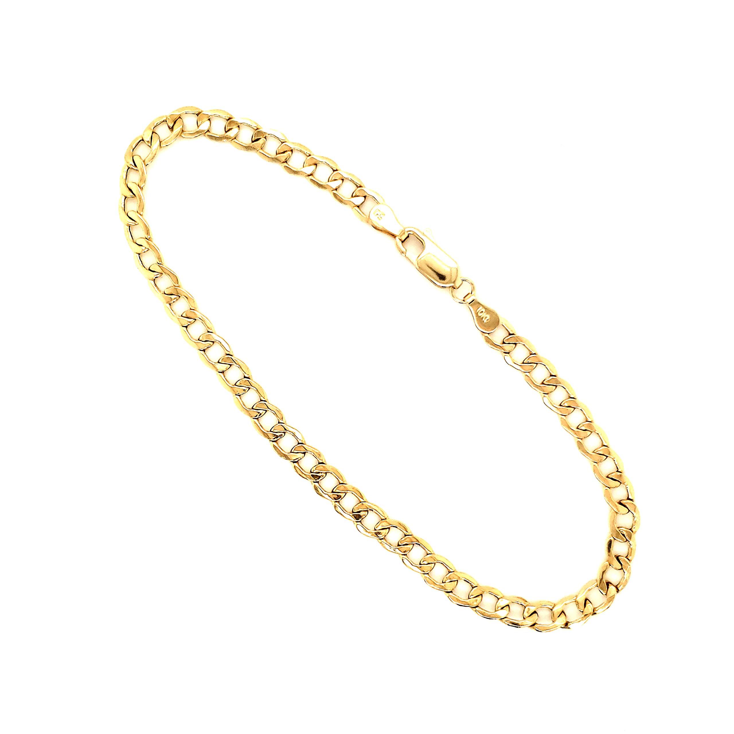 Real 10k Yellow Gold Hollow C-Link Men and Women Bracelet/Anklet 4.5 mm (9)