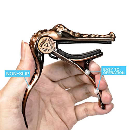 Alice Guitar Capo for Acoustic and Electric Guitars - Alligator Shape Aluminum Alloy Acoustic Guitar Capo with Clamshell Package