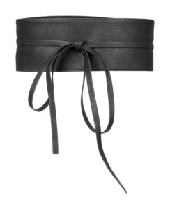 blackbutterfly obi waist band self knot tie up cinch belt (black, one size)