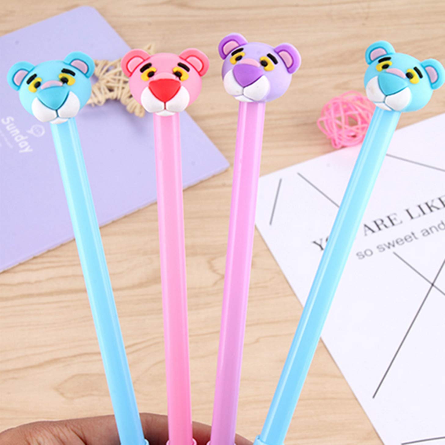 WIN-MARKET Fashion Cute Colorful Kawaii Lovely Colorful Animal Tiger Gel Ball Pens Office School Supply Stationery Pen(6PCS)