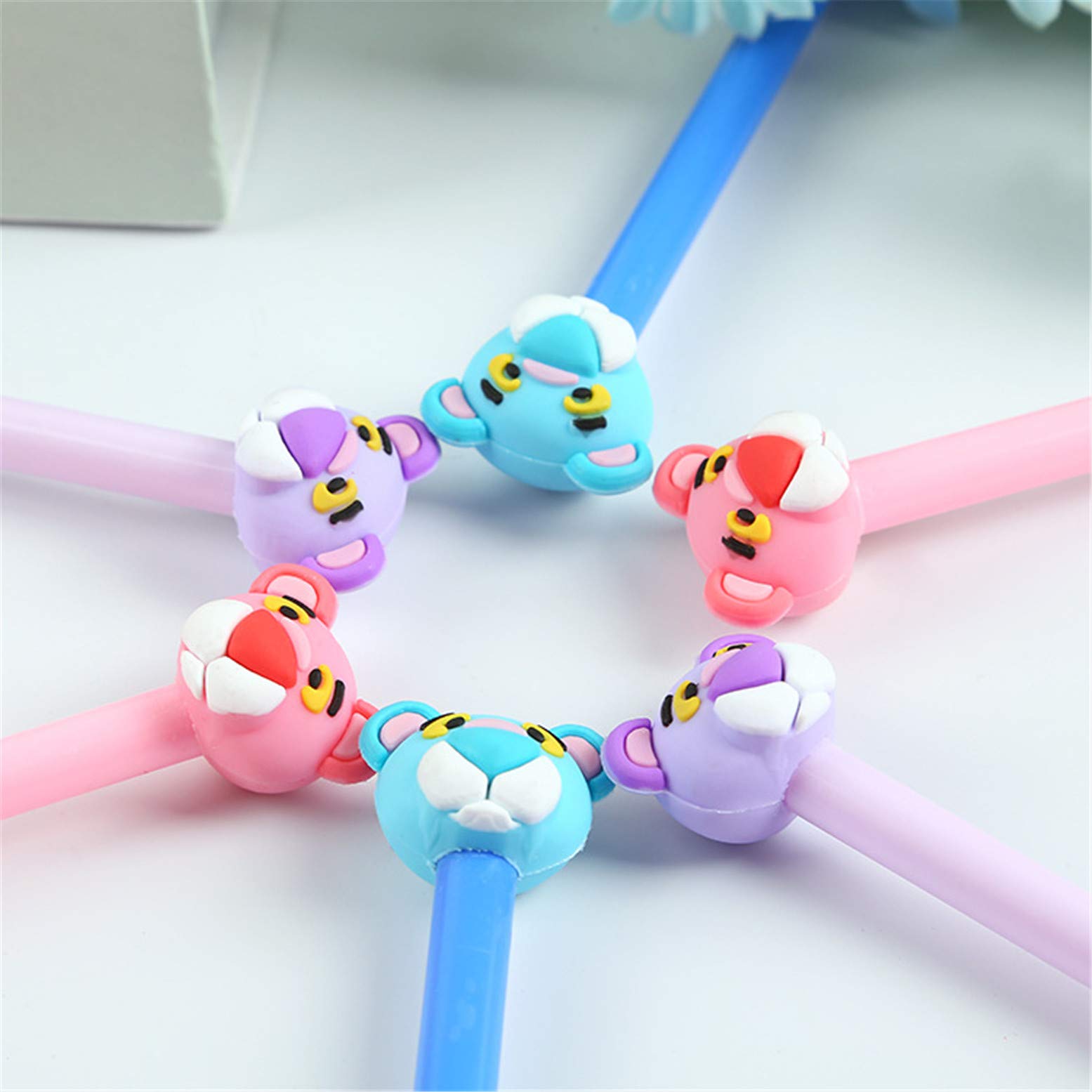 WIN-MARKET Fashion Cute Colorful Kawaii Lovely Colorful Animal Tiger Gel Ball Pens Office School Supply Stationery Pen(6PCS)