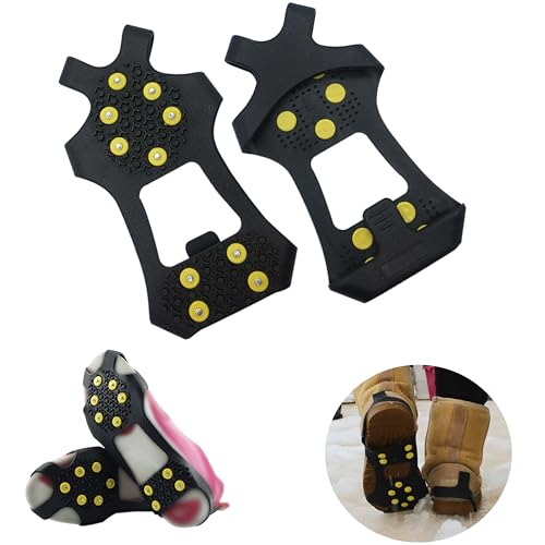 Ice Cleats Snow Traction Cleats Crampons for Shoe and Boots Non-Slip Overshoe for Walking on Snow and Ice Rubber Walking Cleats Anti Slip Crampons