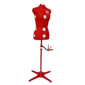 singer | adjustable red dress form, fits sizes 4-10, foam backing for pinning, 360 degree hem guide - sewing made easy