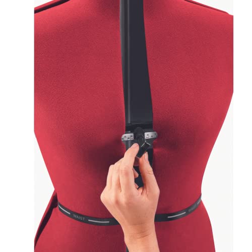 SINGER | Adjustable Red Dress Form, Fits Sizes 4-10, Foam Backing for Pinning, 360 Degree Hem Guide - Sewing Made Easy