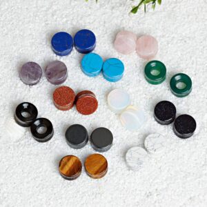 TBOSEN 24 pcs Mixed Stone Ear Plugs Tunnels Double Flare Saddle Stretching Gauges Expander Body Piercing Set Gauge 2g - 5/8 inch