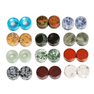 tbosen 24 pcs mixed stone ear plugs tunnels double flare saddle stretching gauges expander body piercing set gauge 2g - 5/8 inch