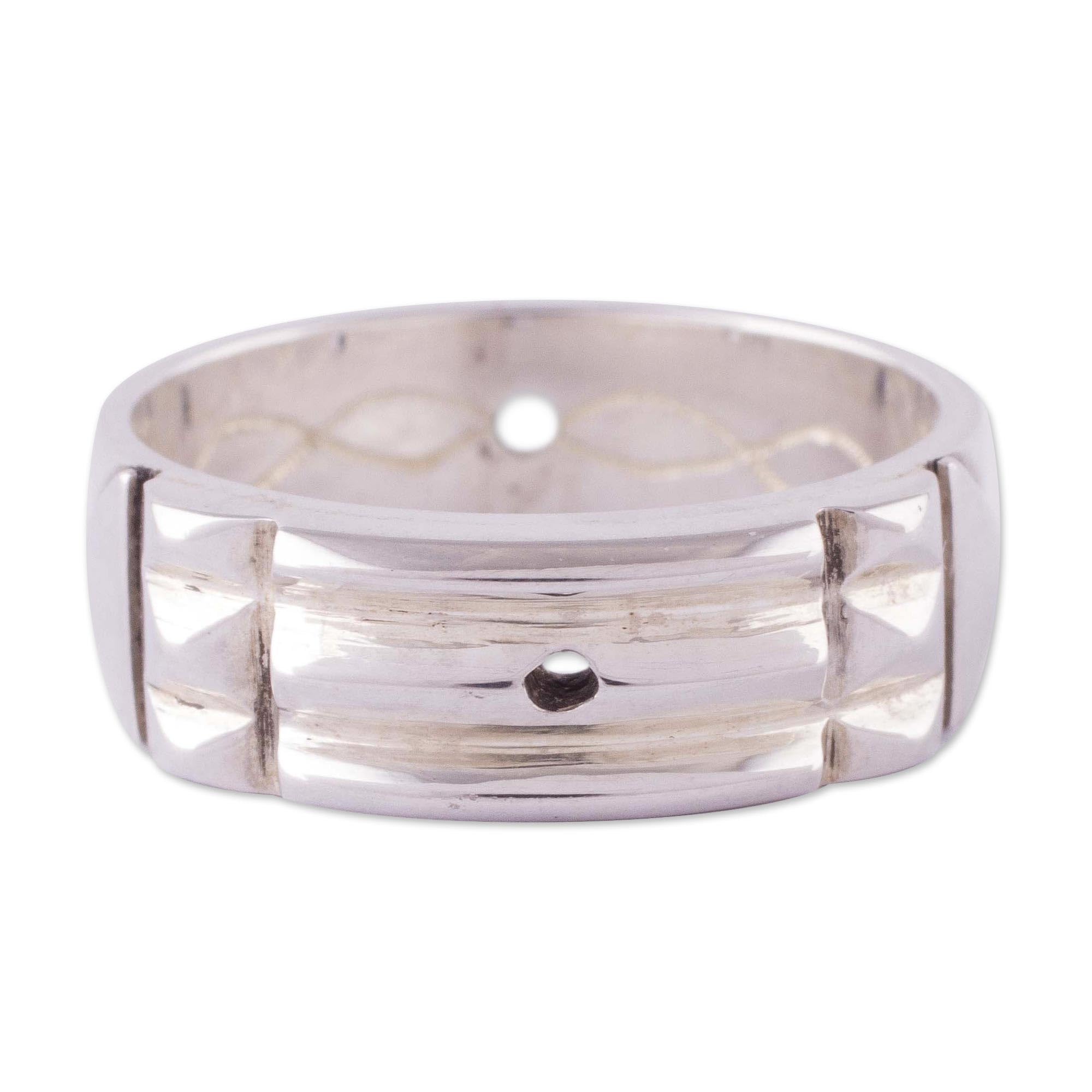 NOVICA Artisan handmade .925 Sterling Silver Band Ring Artisan Crafted Atlantis from Peru 'Atlantis Power'