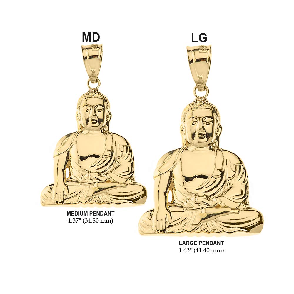 Elegant 14k Yellow Gold Buddhism Buddhist Meditation Zen Buddha Pendant (1.37")