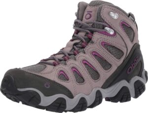 oboz women's sawtooth ii mid b-dry waterproof hiking boots pewter/violet 6