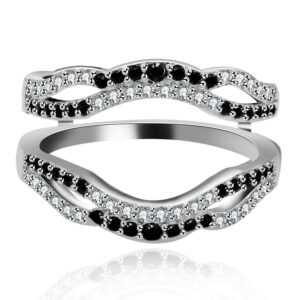 uloveido women double infinity wedding ring guard enhancer black cubic zirconia ring for anniversary promise ring enhancer with cz crystals size 7 y444