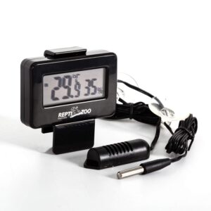 repti zoo reptile terrariums digital max min thermometer hygrometer with probes fit for reptile tanks vivariums brooders and incubators, multiple mounting options