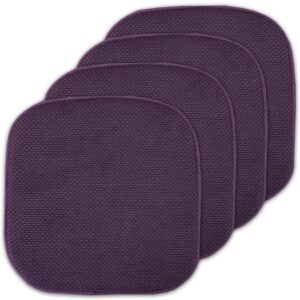 sweet home collection cushion memory foam chair pads honeycomb nonslip back seat cover 16" x 16" 4 pack eggplant purple