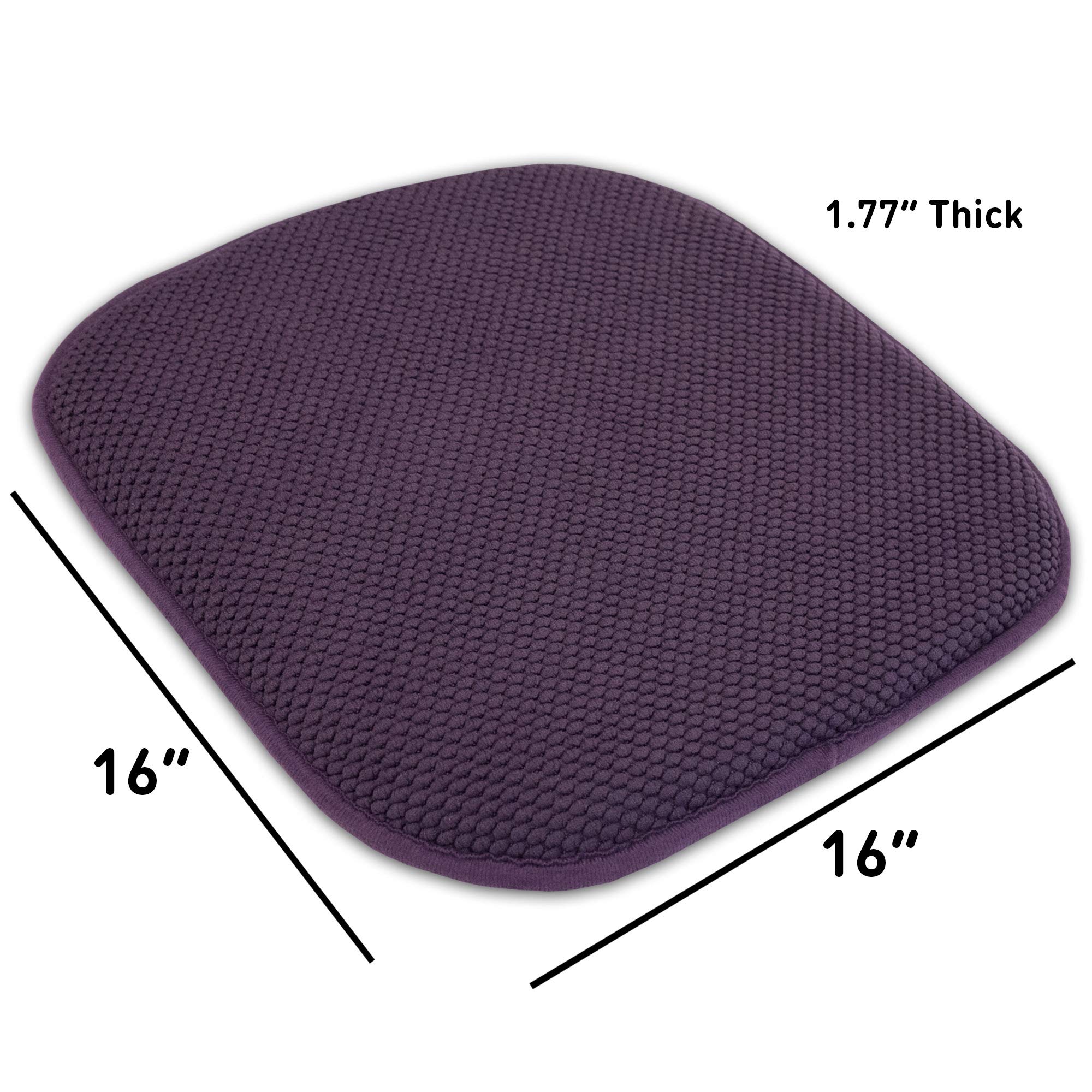 Sweet Home Collection Cushion Memory Foam Chair Pads Honeycomb Nonslip Back Seat Cover 16" x 16" 4 Pack Eggplant Purple