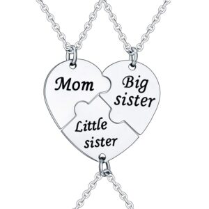 yeeqin 3pcs/set mom big sister little sister mom necklaces set mother daughters matching heart jewley set