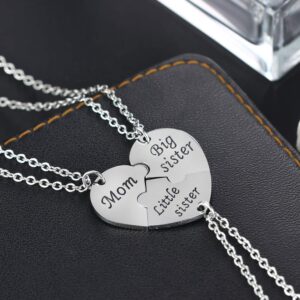 YEEQIN 3PCs/Set Mom Big Sister Little Sister Mom Necklaces Set Mother Daughters Matching Heart Jewley Set