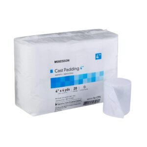 mckesson cast padding, non-sterile, polyester, 4 in x 4 yds, 20 count, 1 pack