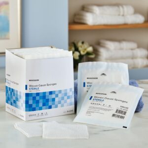 McKesson Woven Gauze Sponges, Sterile, 8-Ply, 100% Cotton, 4 in x 4 in, 2 per Pack, 50 Packs, 100 Total