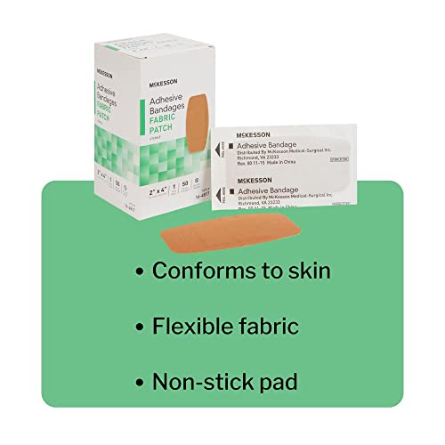 McKesson Adhesive Bandages, Sterile, Fabric Patch, 2 in x 4 in (50 Count (Pack of 1))