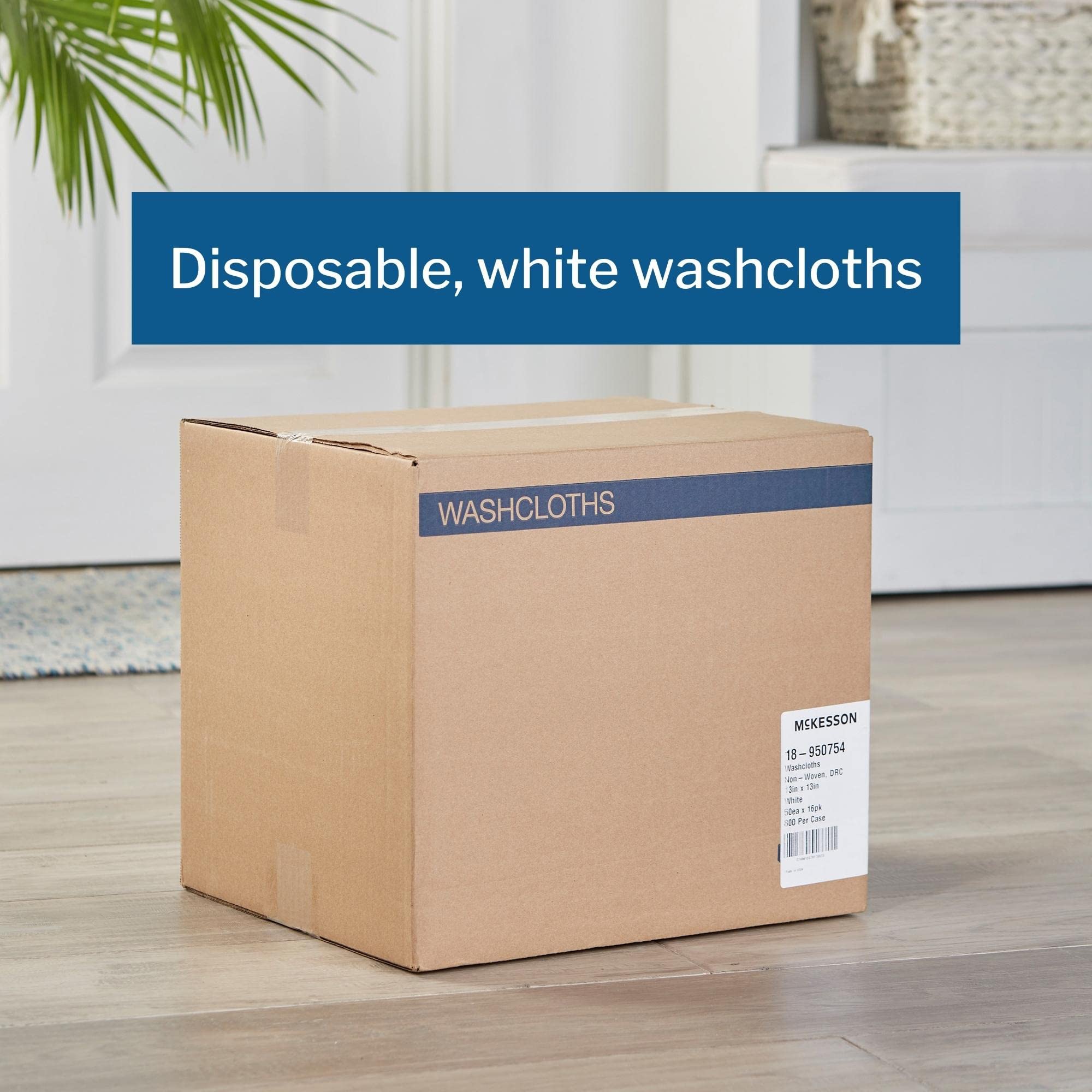 McKesson Disposable Washcloths, Soft, Absorbent and Strong, 13 in x 13 in, 50 Count, 16 Packs, 800 Total