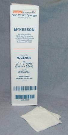 McKesson Non-Woven Sponges, 4-Ply Non-Sterile, Polyester / Rayon Blend, 2 in x 2 in, 200 per Pack, 20 Packs, 4000 Total