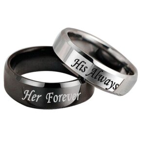 blowin his always ring silver stainless steel promise anniversary engagement wedding band for women (her size 6)