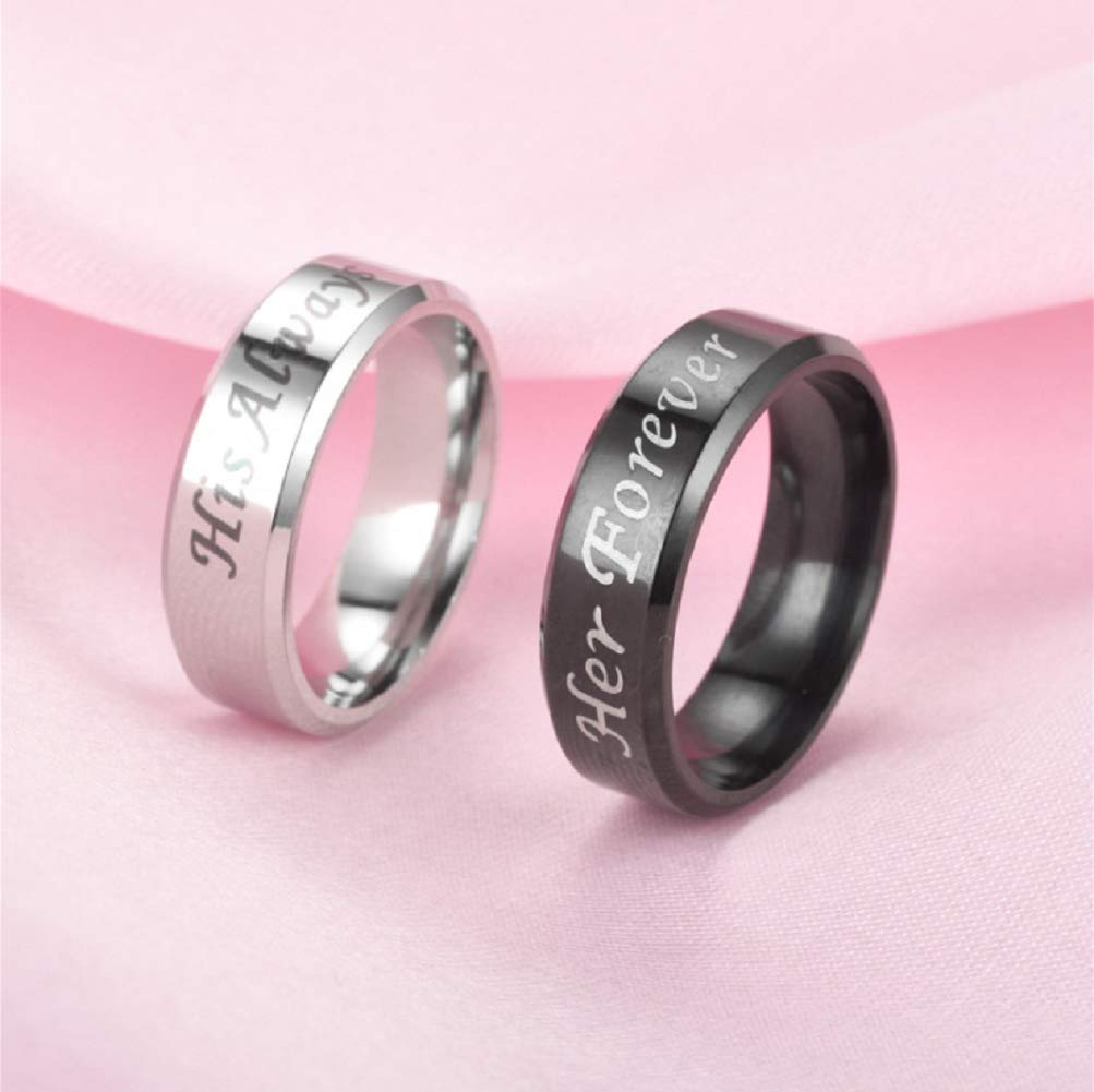 Blowin His Always Ring Silver Stainless Steel Promise Anniversary Engagement Wedding Band for Women (Her Size 6)