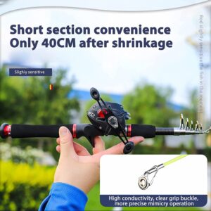 SupsShop Portable Fishing Rod Reel Combos 2.1m/6.9ft Telescopic Carbon Fiber Light Weight Fishing Pole with Fishing Reel Lures Pocket Tackle Box Spinning Rod with Double Layer Carrier Bag for Travel