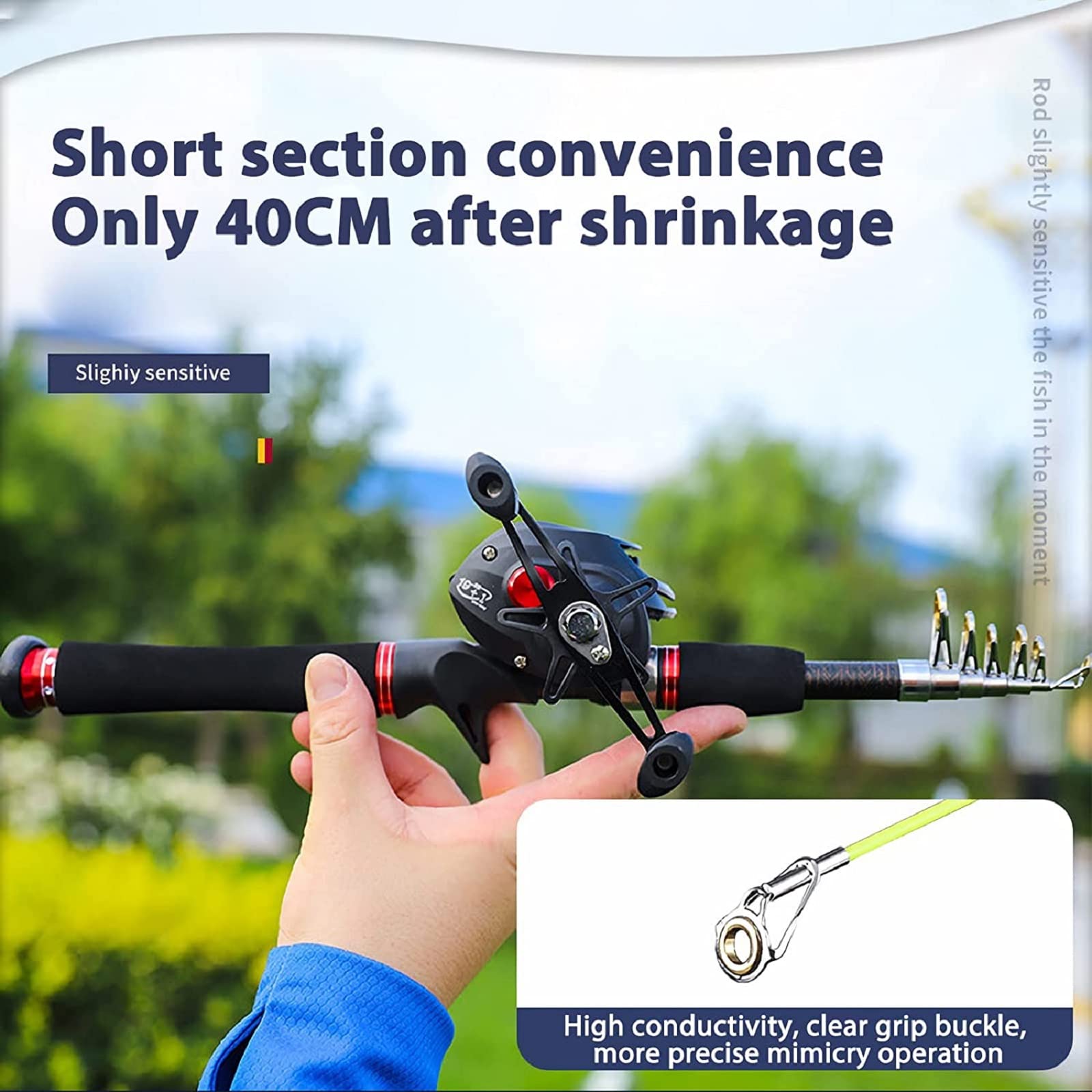 SupsShop Portable Fishing Rod Reel Combos 2.1m/6.9ft Telescopic Carbon Fiber Light Weight Fishing Pole with Fishing Reel Lures Pocket Tackle Box Spinning Rod with Double Layer Carrier Bag for Travel