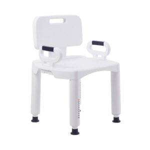 mckesson bath bench with removeable back, plastic frame, lightweight, adjustable, 350 lbs weight capacity, 1 count