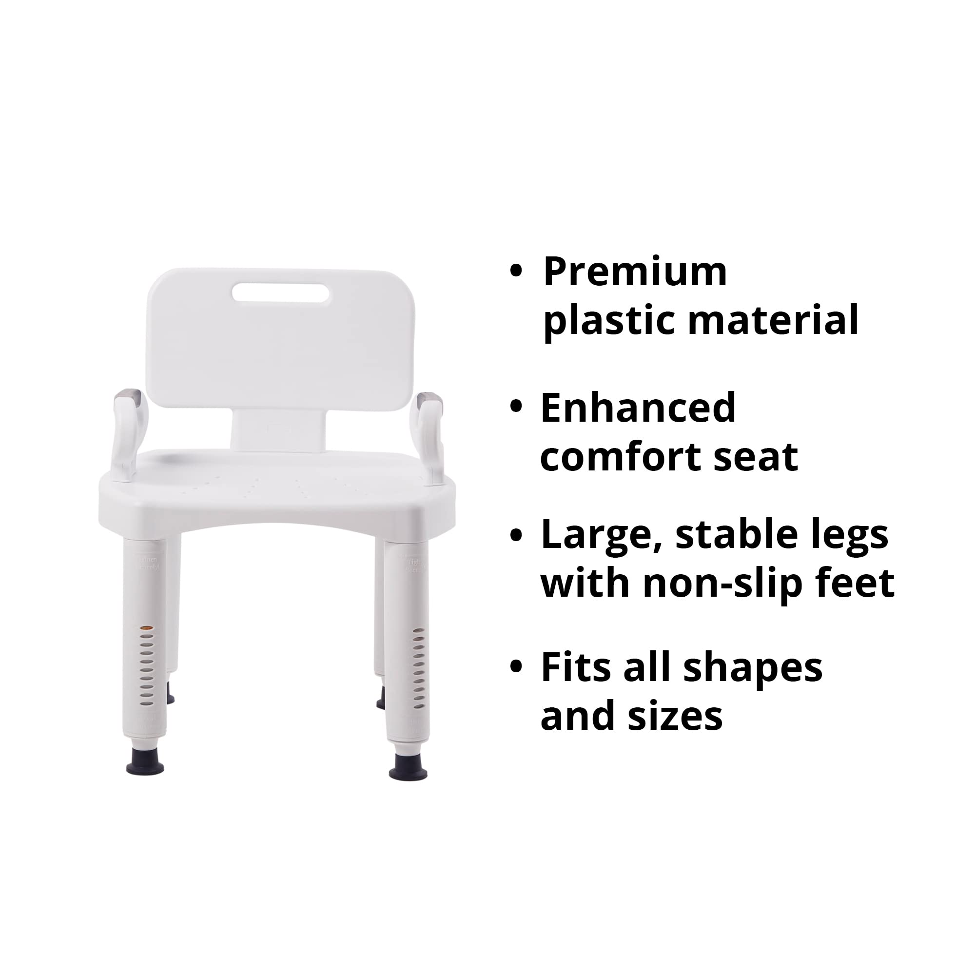 McKesson Bath Bench with Removeable Back, Plastic Frame, Lightweight, Adjustable, 350 lbs Weight Capacity, 1 Count